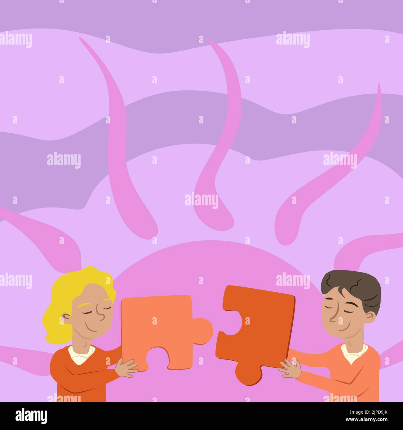 Colleagues Connecting Jigsaw Puzzle Together On Sunny Background Stock ...