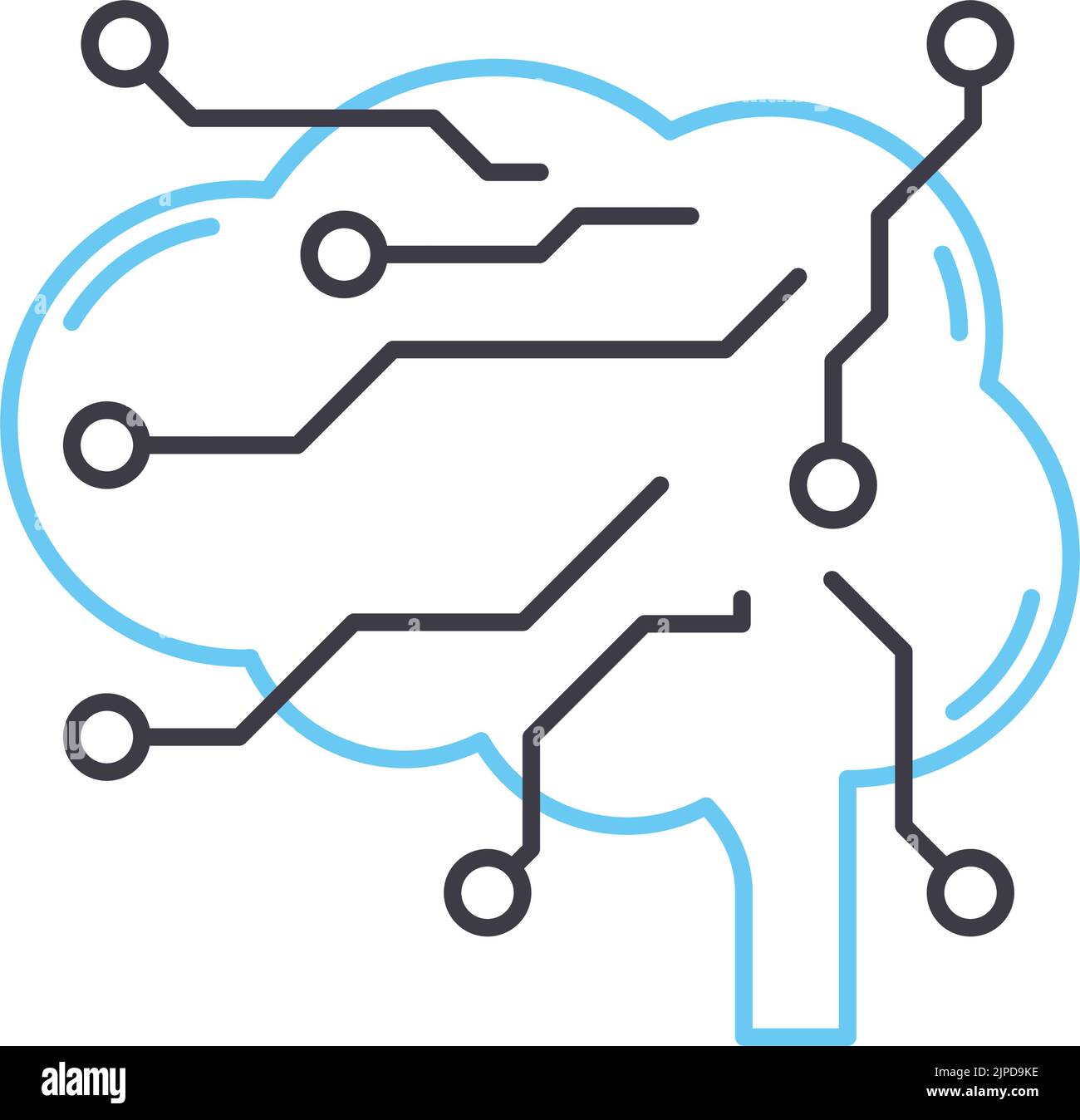 think digital line icon, outline symbol, vector illustration, concept ...