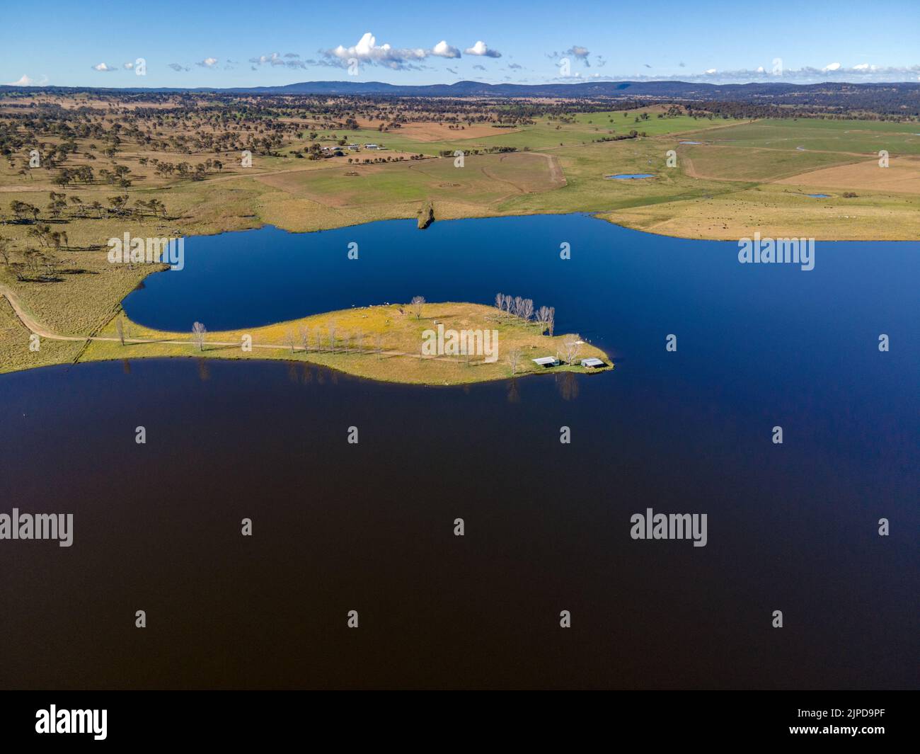 The aerial view of Rangers Valley Dam. New South Wales, Australia Stock ...