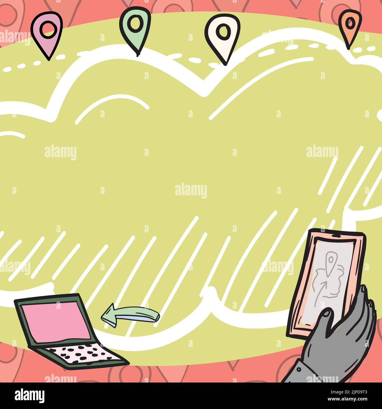 Hand Holding Smartphone Displaying Graphical Location Navigation Pin ...