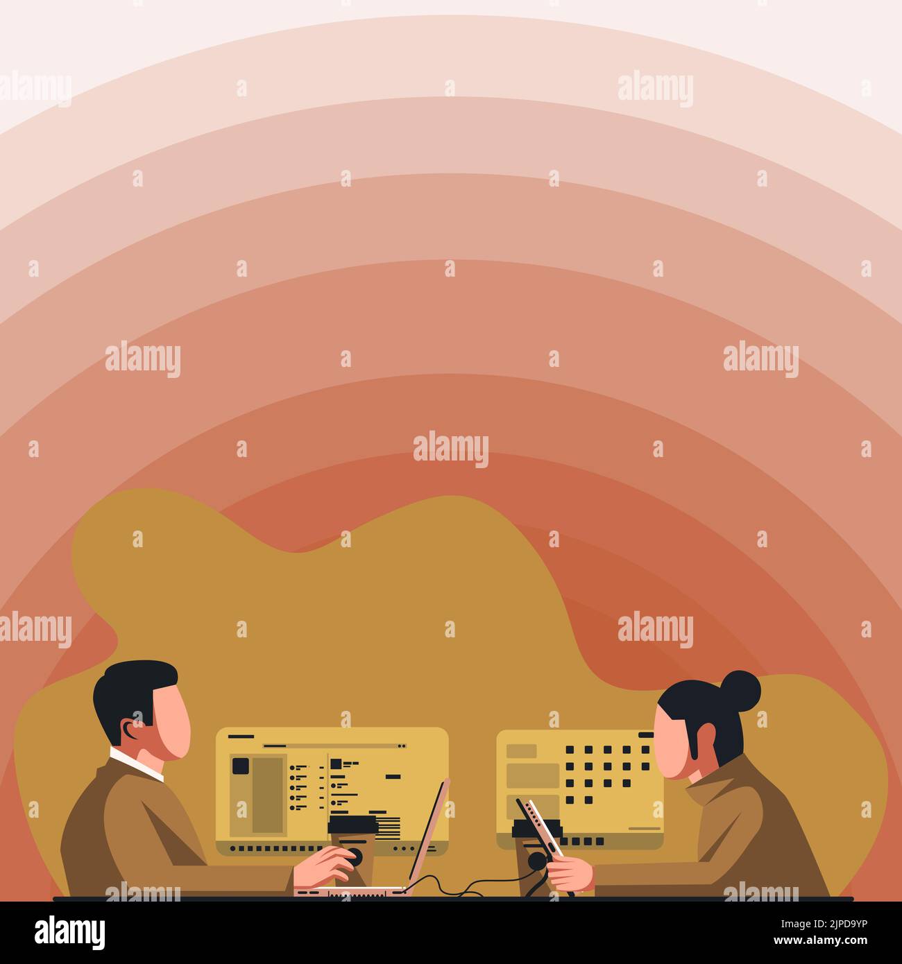 Two Colleagues Meeting Discussing Future Project Ideas Stock Vector ...