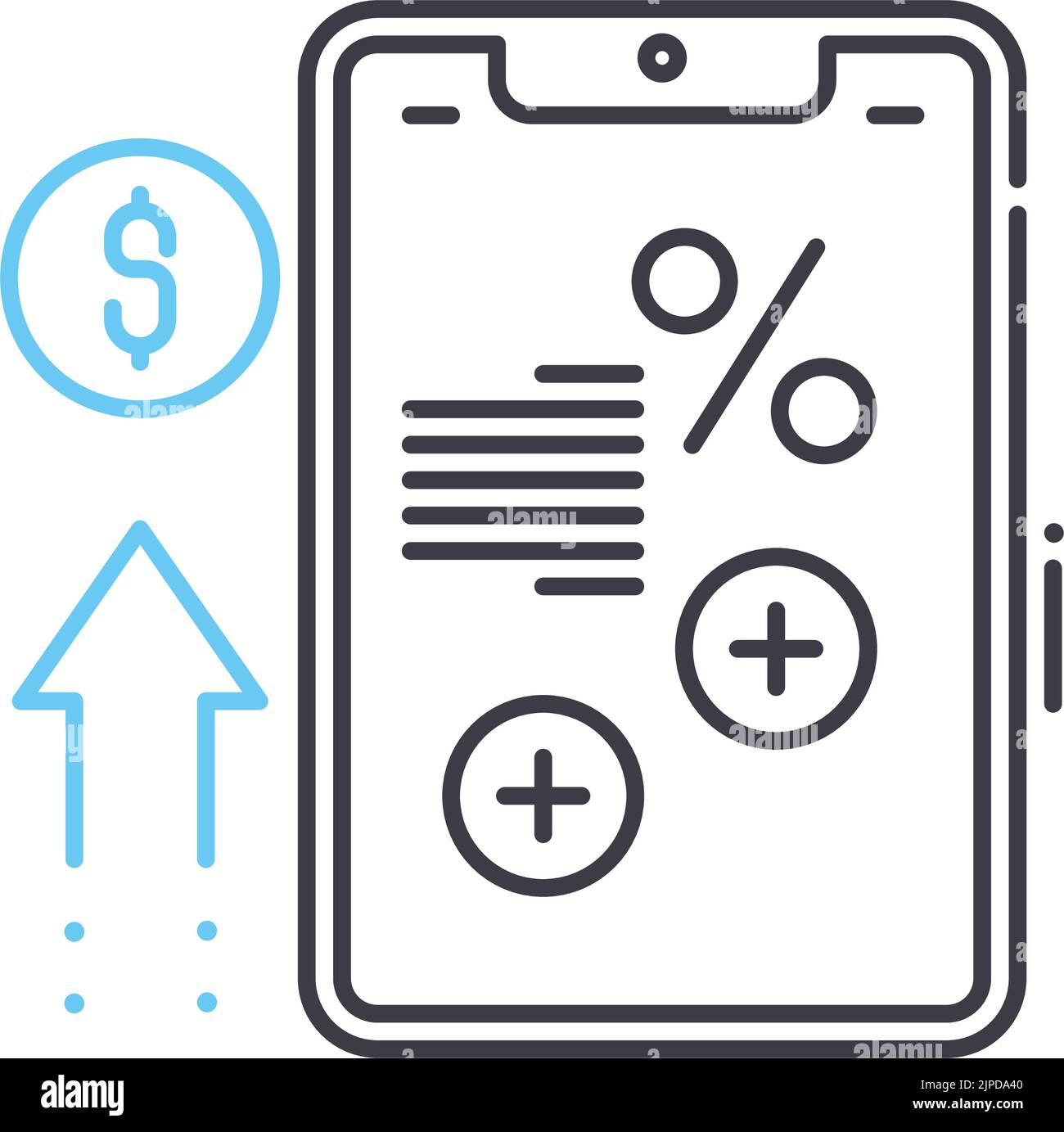 prepaid top up line icon, outline symbol, vector illustration, concept ...