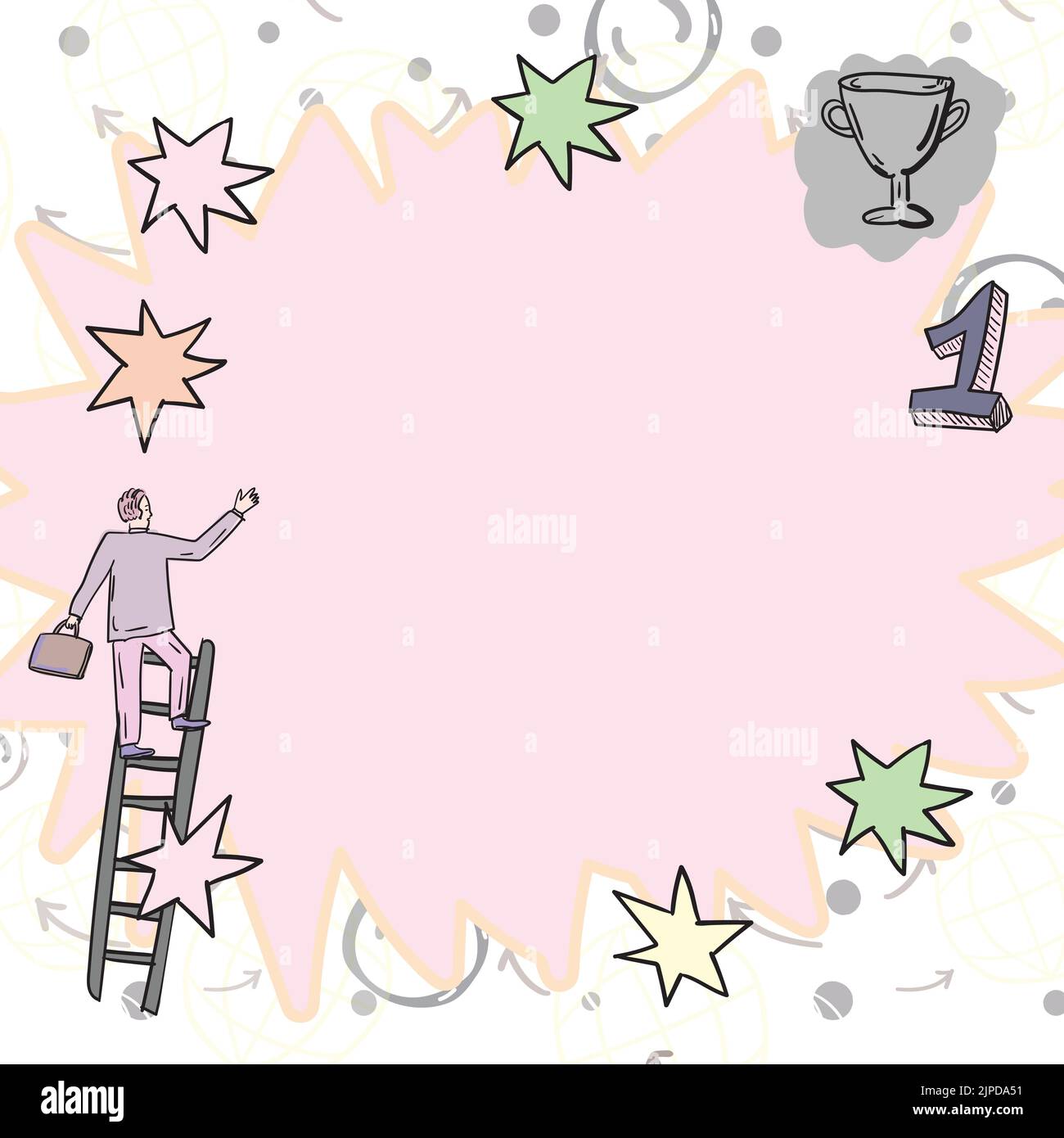 Gentleman Climbing Up Ladder Trying To Reach Stars And Big Goals Stock ...