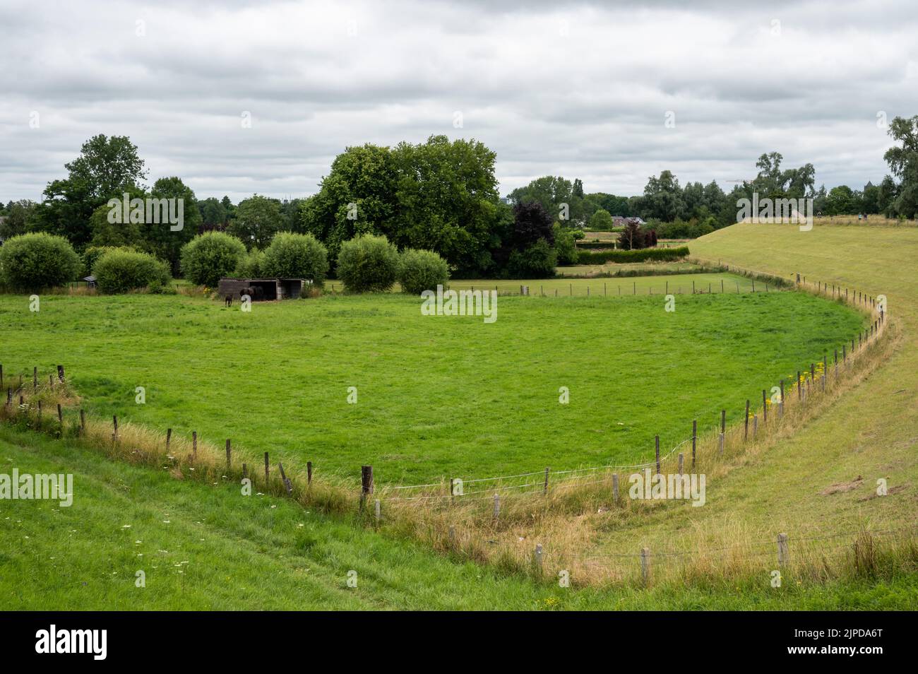 Green hills and meadows at the wetlands in the natural flood zone ...