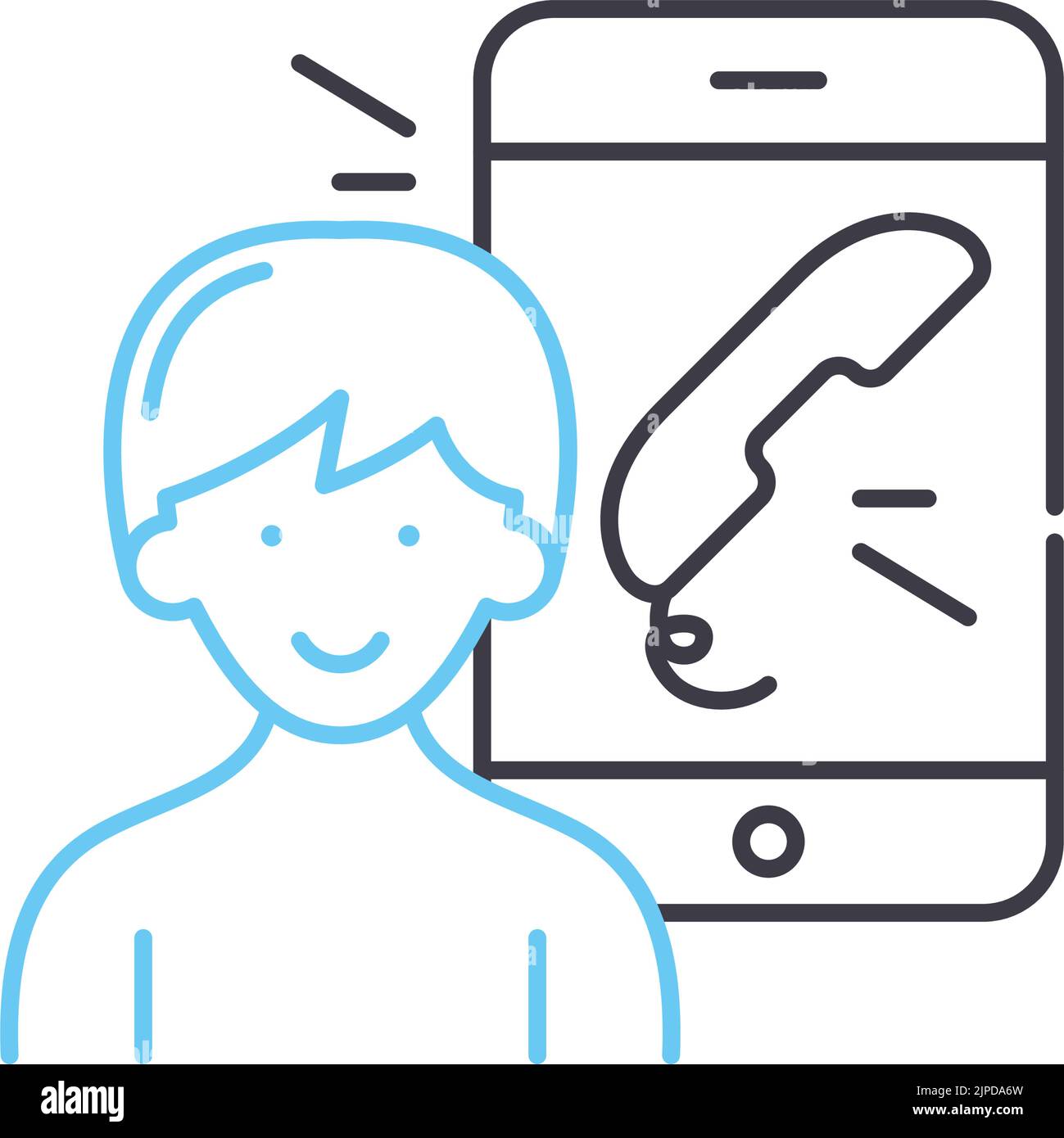 phone call line icon, outline symbol, vector illustration, concept sign ...