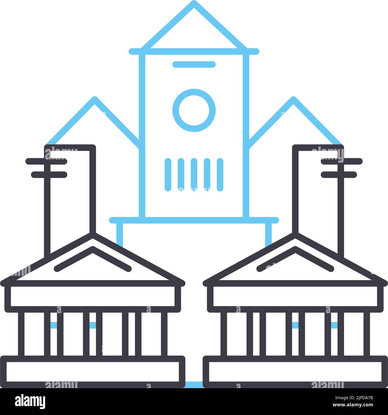 historical building line icon, outline symbol, vector illustration ...