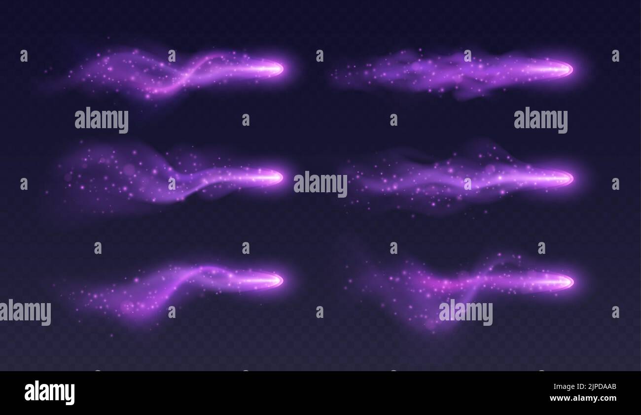 Purple light trail, magic stardust with haze and sparkles, realistic ...