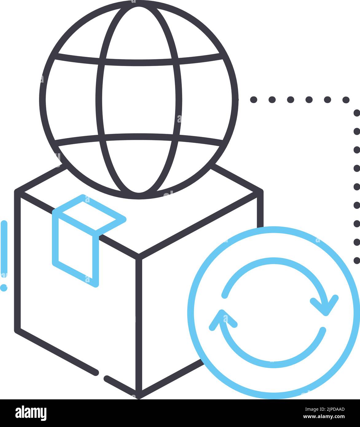 global logistic line icon, outline symbol, vector illustration, concept ...