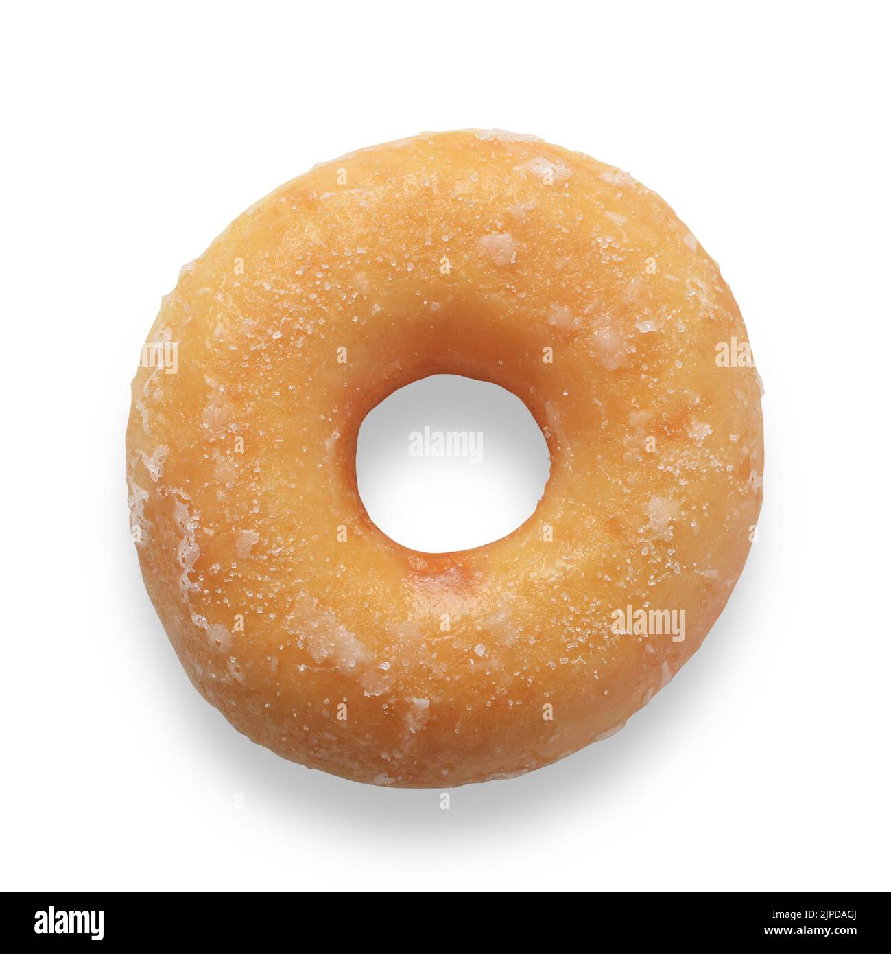Single plain ring donut with sugar glaze isolated on white with path ...