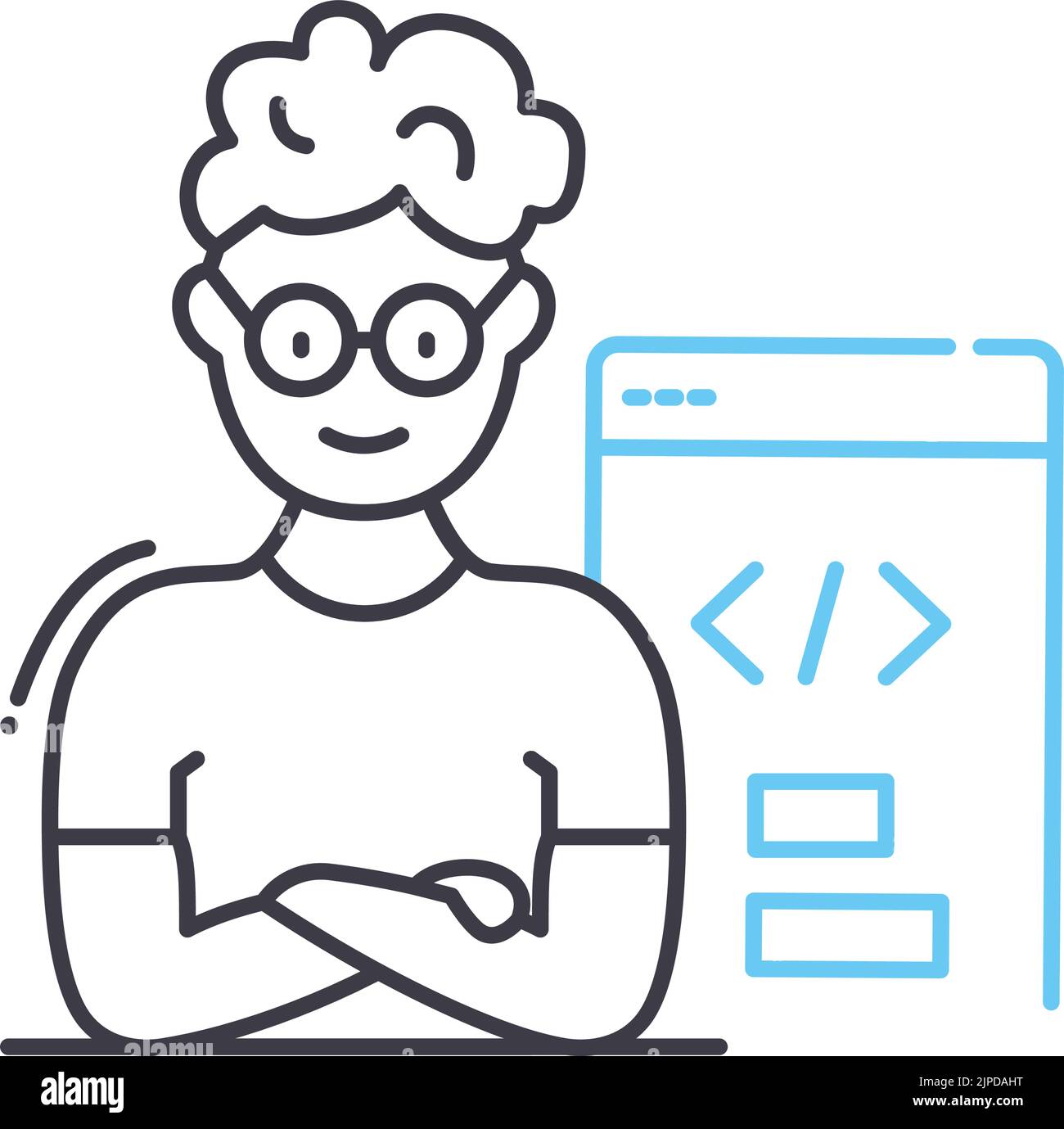 Programmer Line Icon Outline Symbol Vector Illustration Concept Sign Stock Vector Image And Art