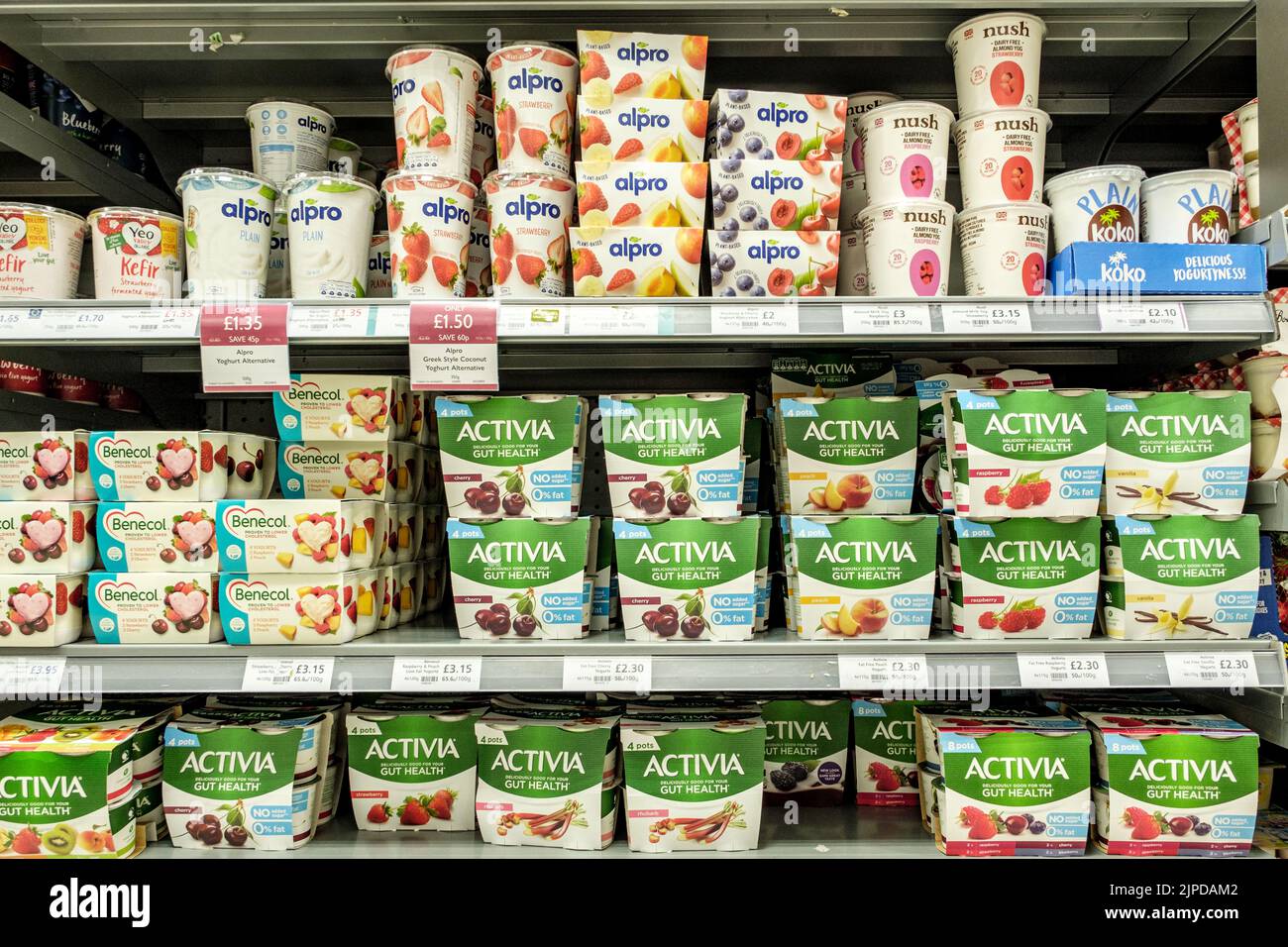 Epsom Surrey, August 14 2022, Selection Of Branded Yogurt Packs On ...