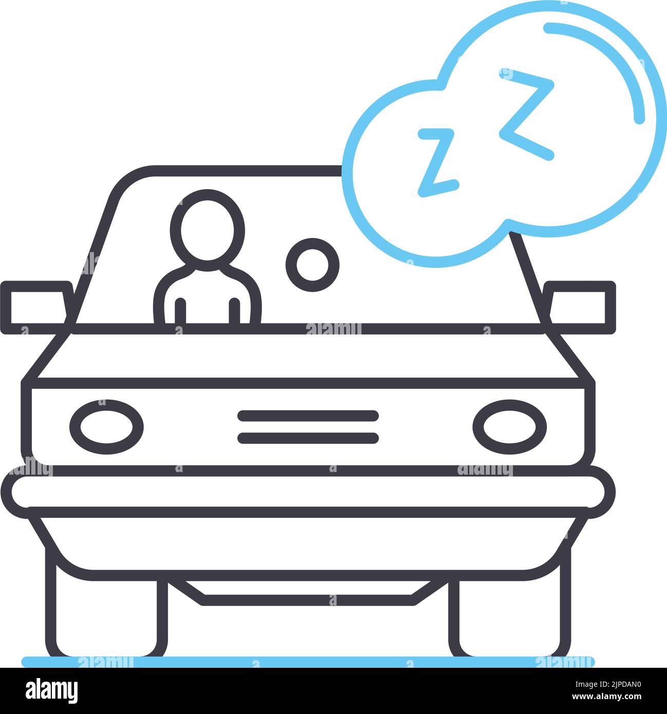 sleepy while driving line icon, outline symbol, vector illustration ...
