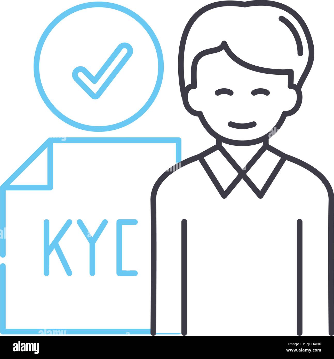 KYC (know your customer) line icon, outline symbol, vector illustration ...