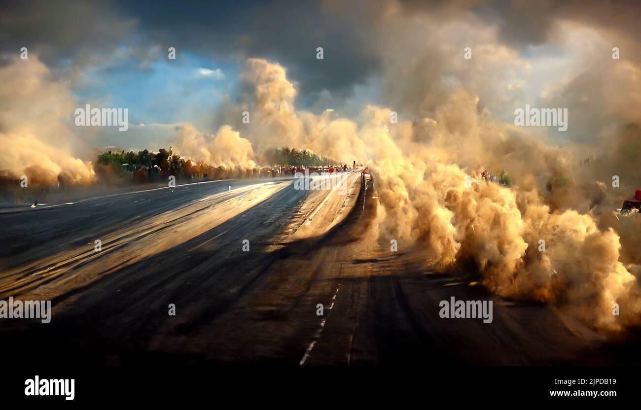 Abstract Drag racing, drifting, and rallying create a beautiful ...