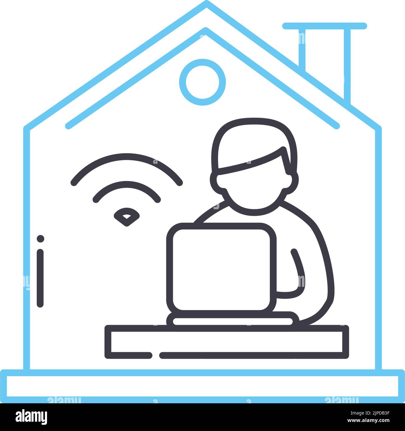 home office line icon, outline symbol, vector illustration, concept ...