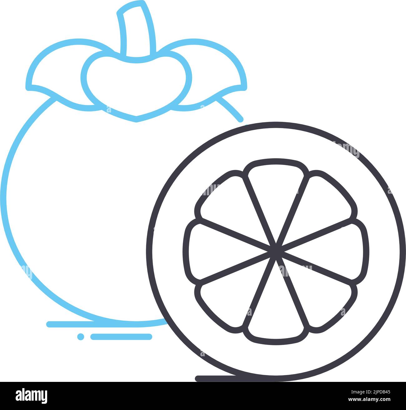 mangosteen line icon, outline symbol, vector illustration, concept sign ...