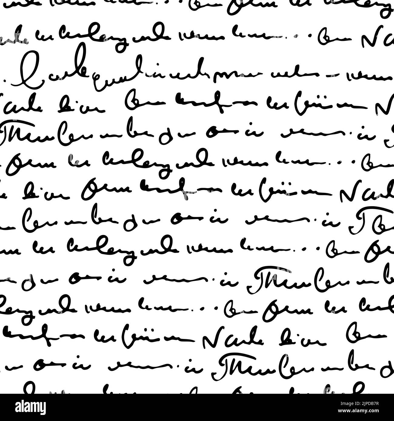 Handwritten abstract text seamless pattern, vector monochrome script ...