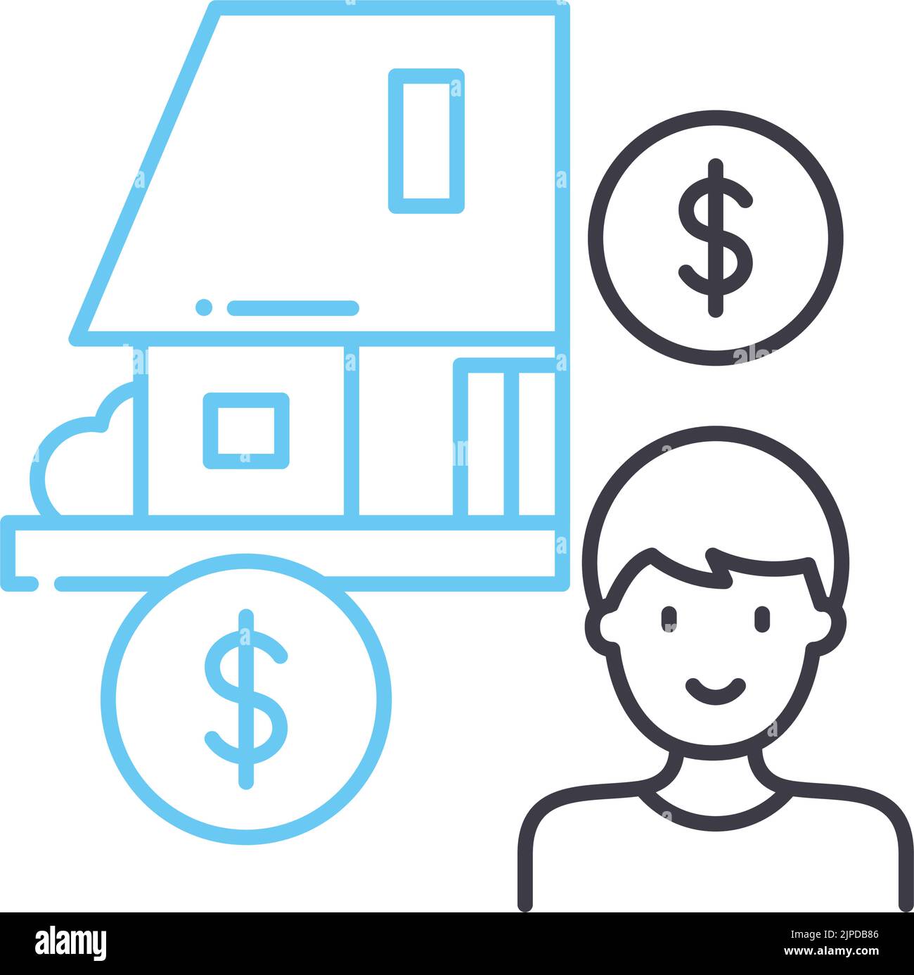 real estate brocker line icon, outline symbol, vector illustration ...