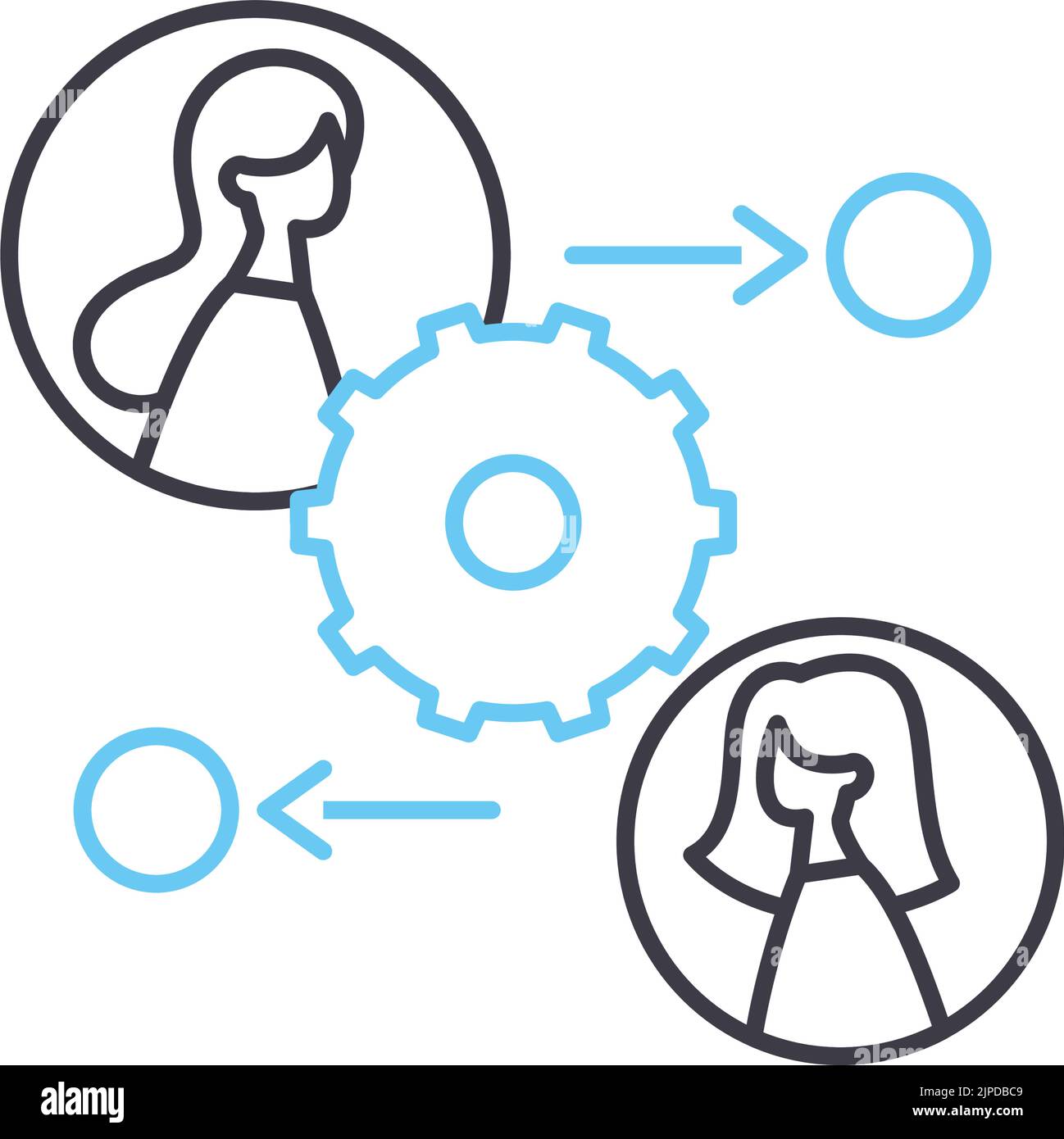 working together line icon, outline symbol, vector illustration ...