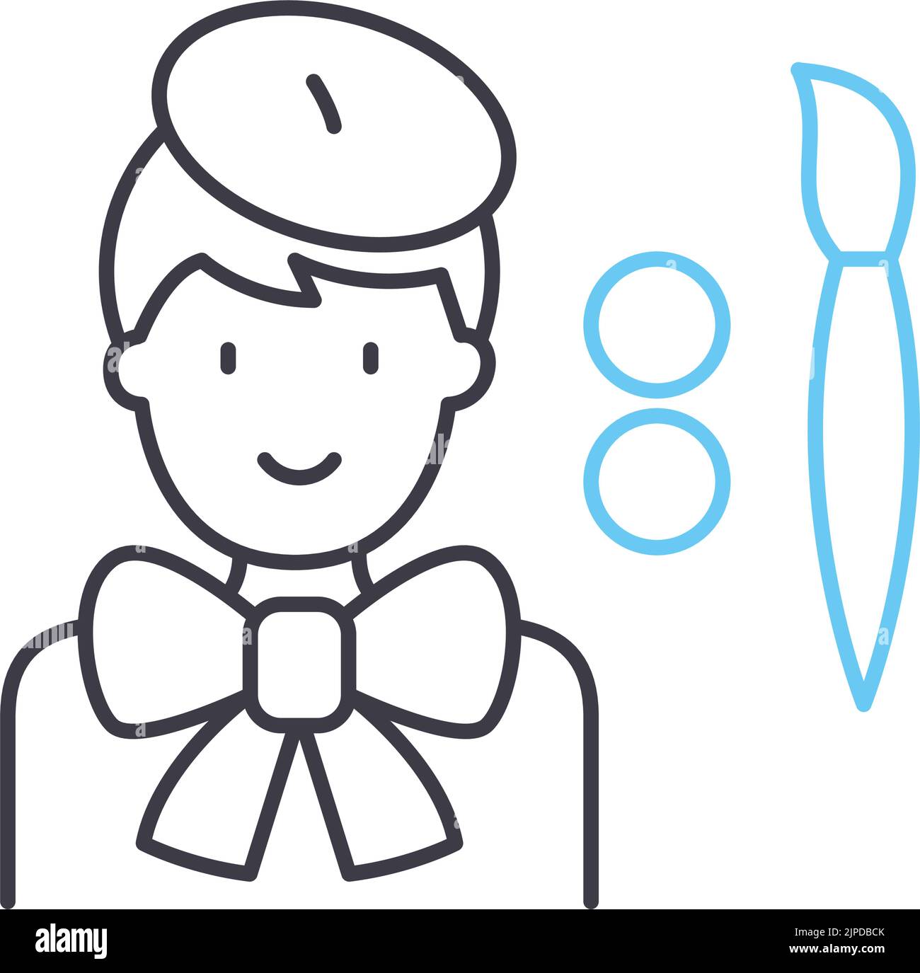 painting line icon, outline symbol, vector illustration, concept sign ...