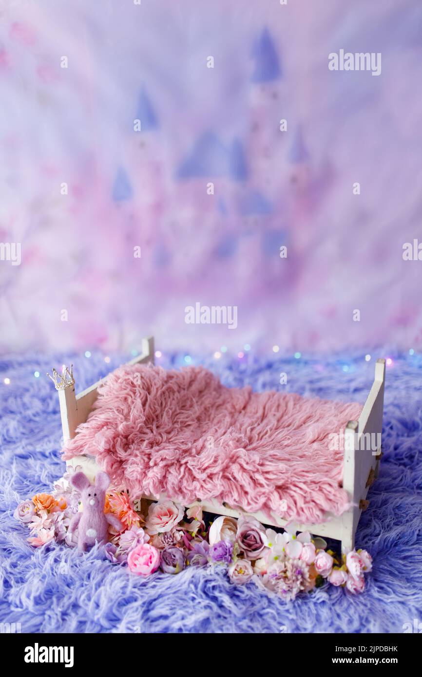 Newborn digital backdrop with flowers Stock Photo - Alamy