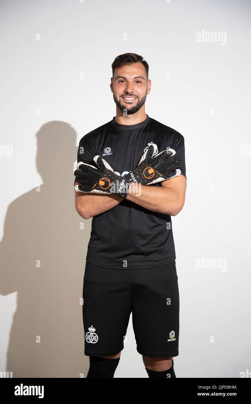 Lier, Belgium, 17 August 2022, Union's goalkeeper Lucas Pirard poses ...
