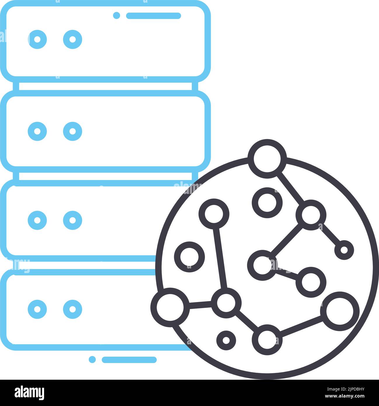 unstructured data line icon, outline symbol, vector illustration ...