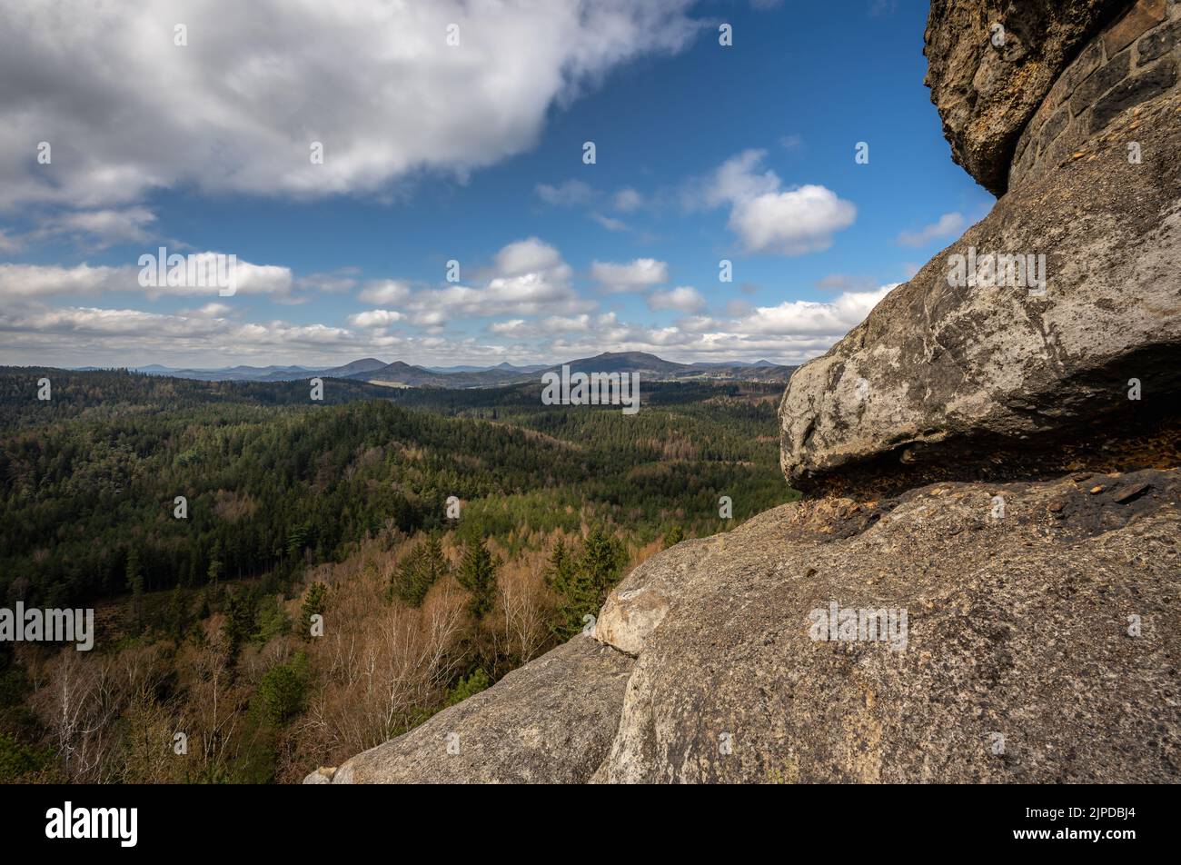 Great view to the amazing and deep forests on the northern Bohemia ...