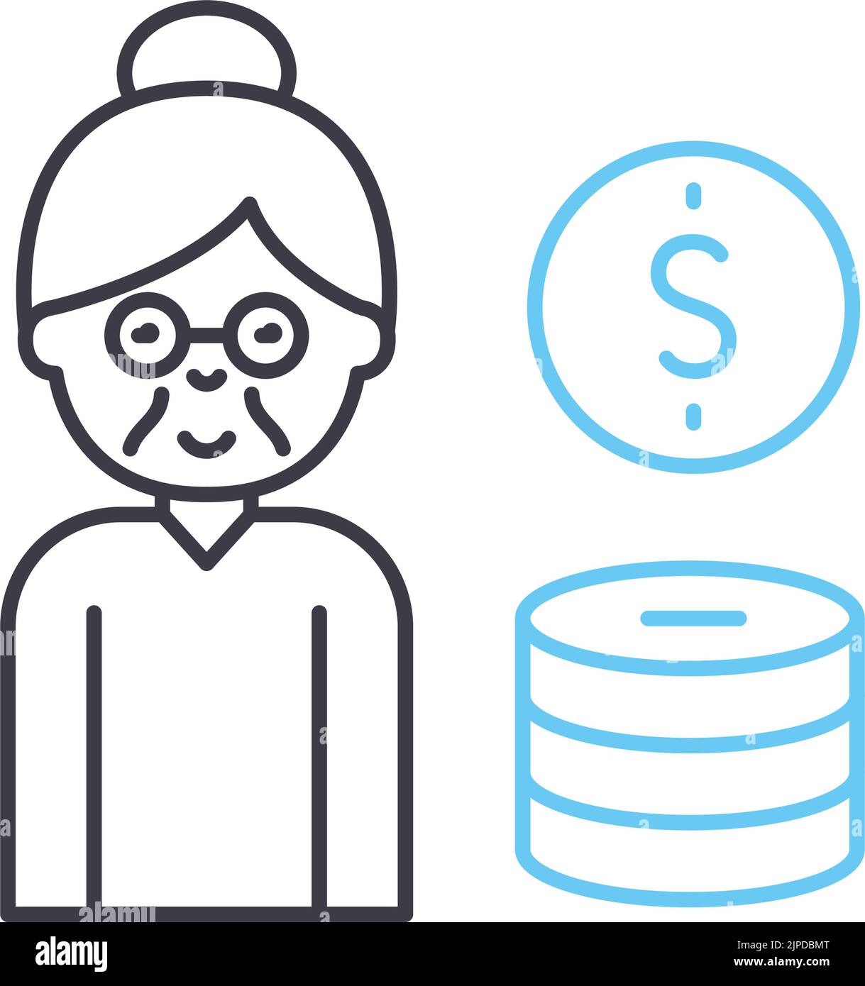 retirement plan line icon, outline symbol, vector illustration, concept ...