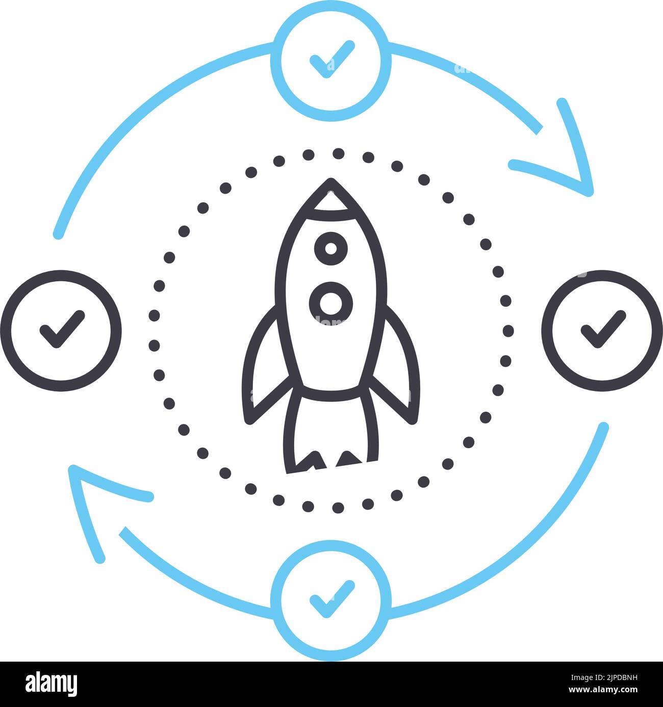 release cycle line icon, outline symbol, vector illustration, concept ... release cycle line icon, outline symbol, vector illustration, concept ...