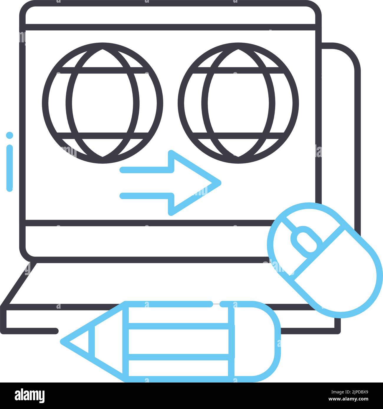 online learning line icon, outline symbol, vector illustration, concept ...