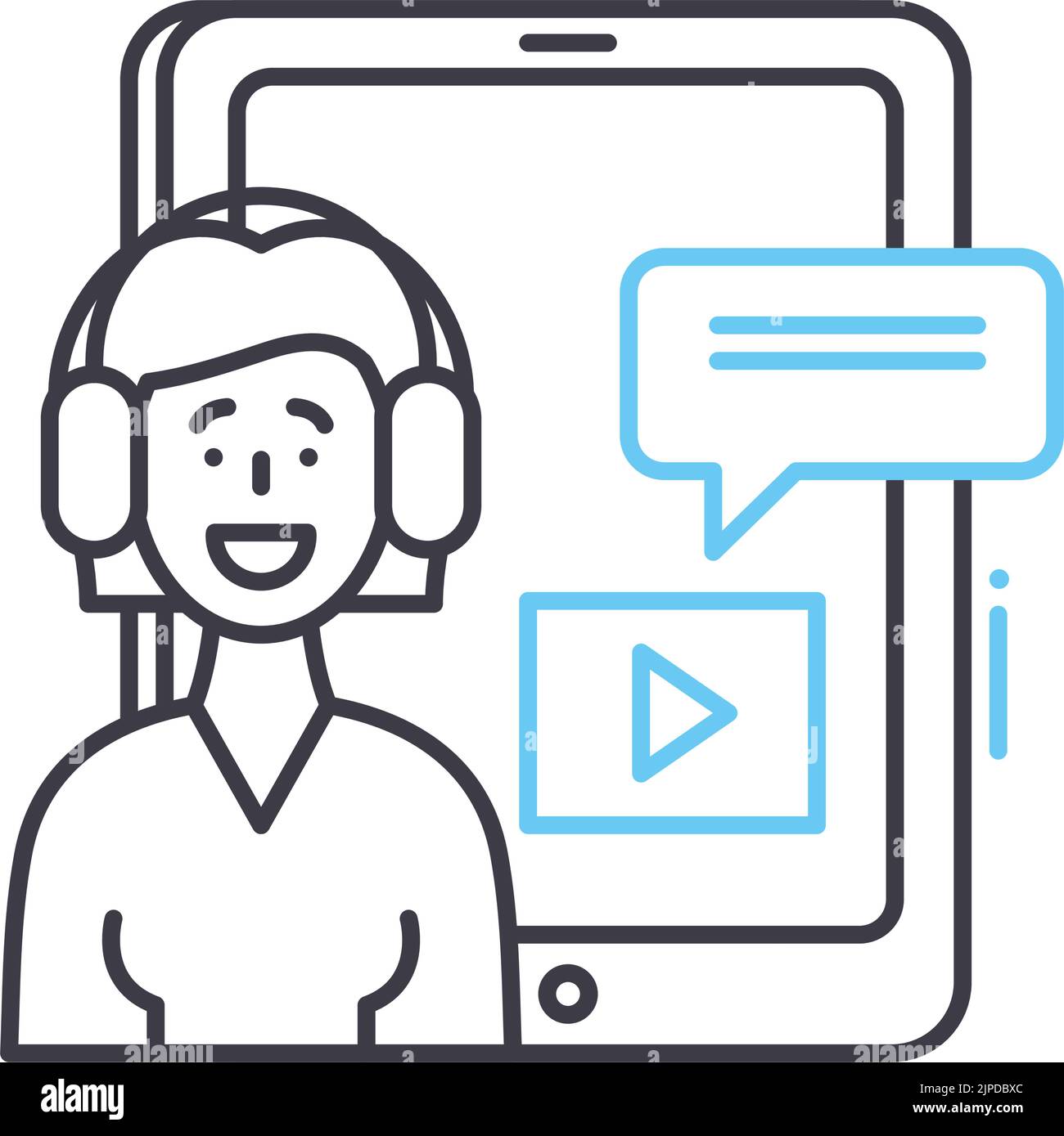 life chat line icon, outline symbol, vector illustration, concept sign ...