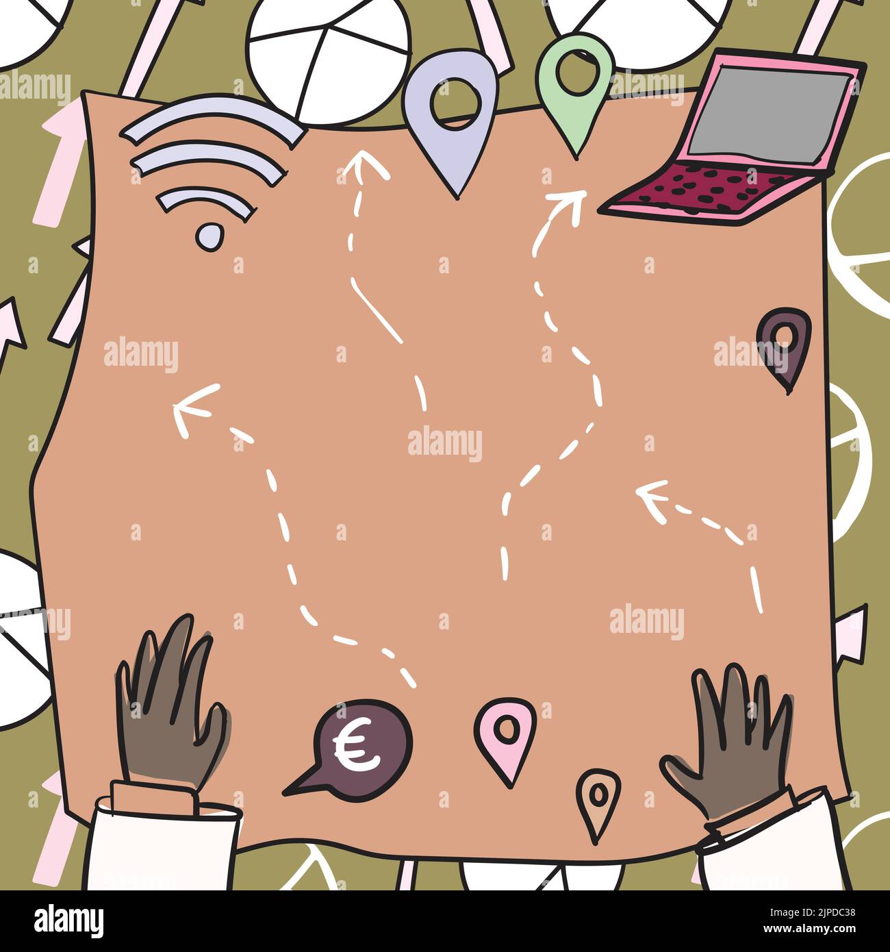 Hands On Blueprint With Routes, Ways And Navigation Marks With Internet ...