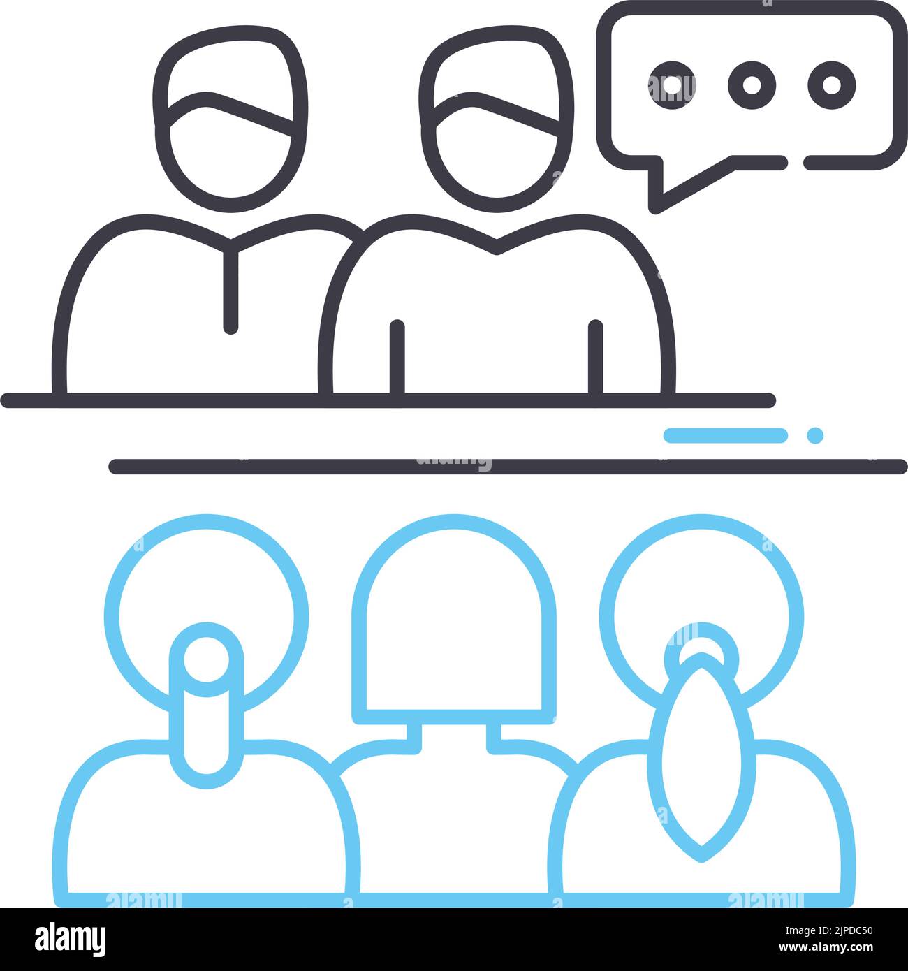group conference line icon, outline symbol, vector illustration ...
