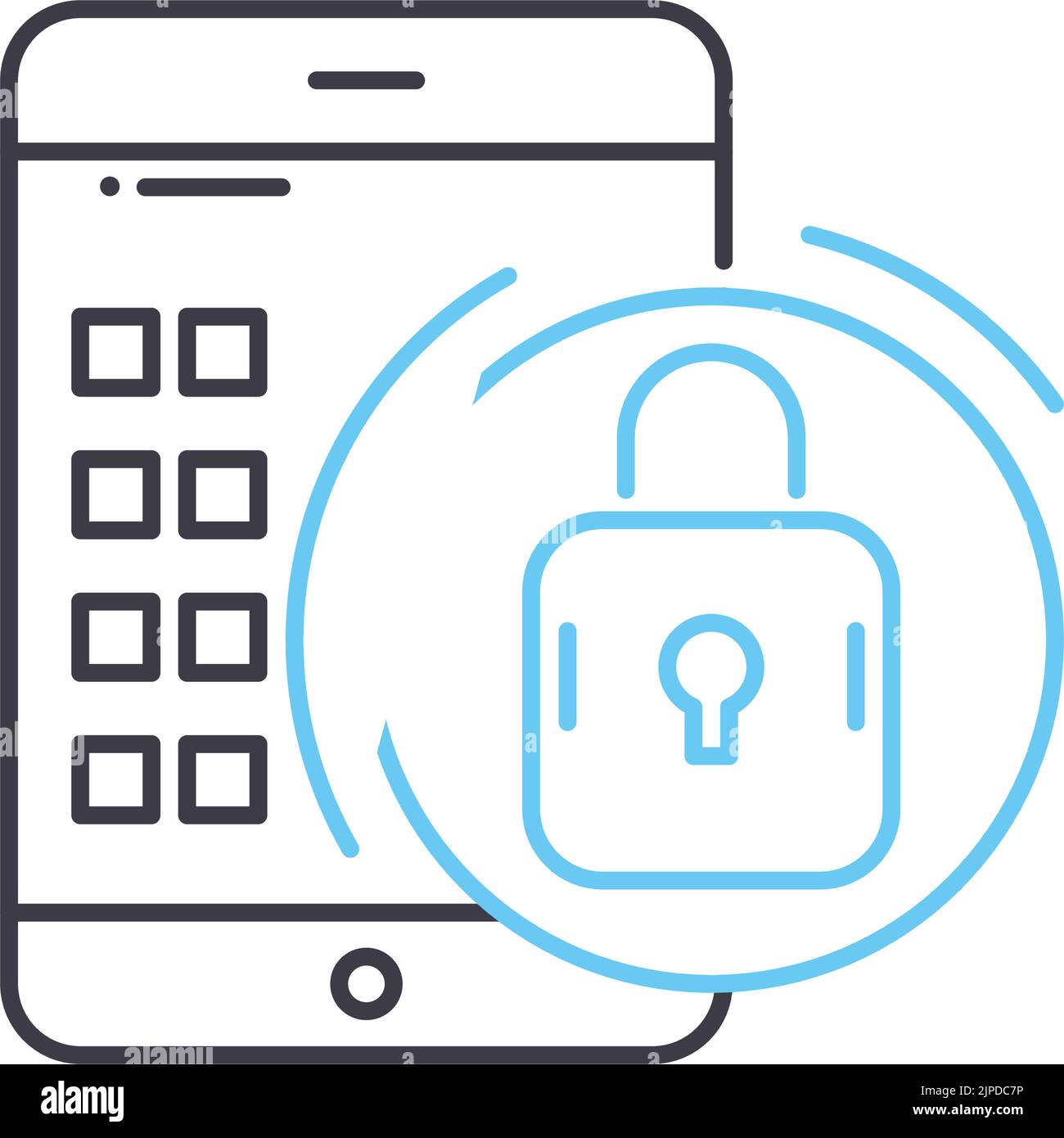 phone security line icon, outline symbol, vector illustration, concept ...