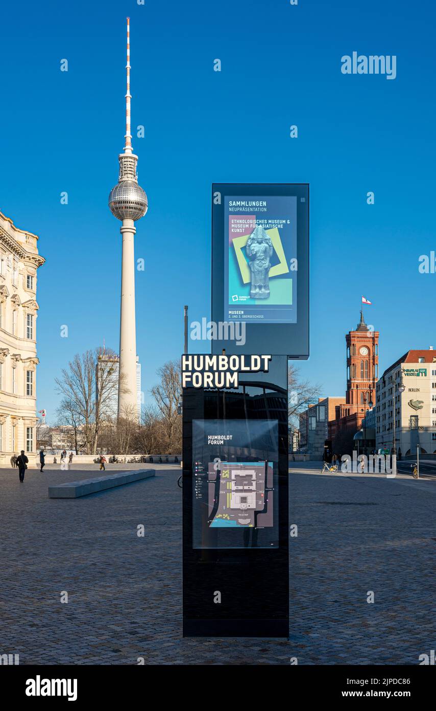 information board, humboldt forum, ethnologisches museum, information ...