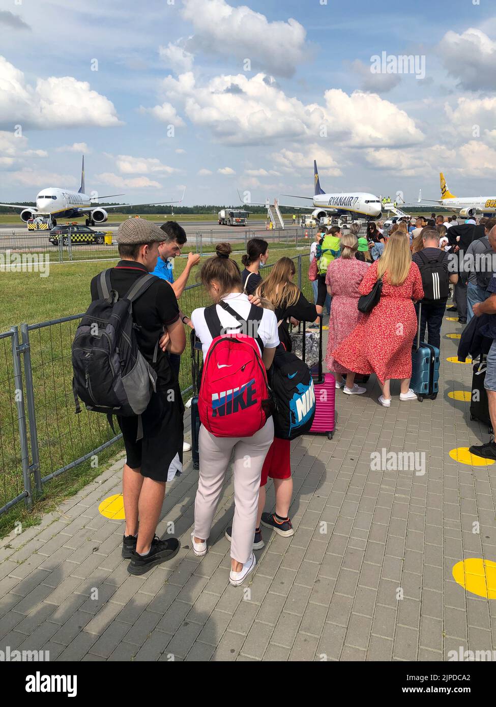 Paris-Beauvais Airport, France, Crowd Tourists Boarding Low Cost ...