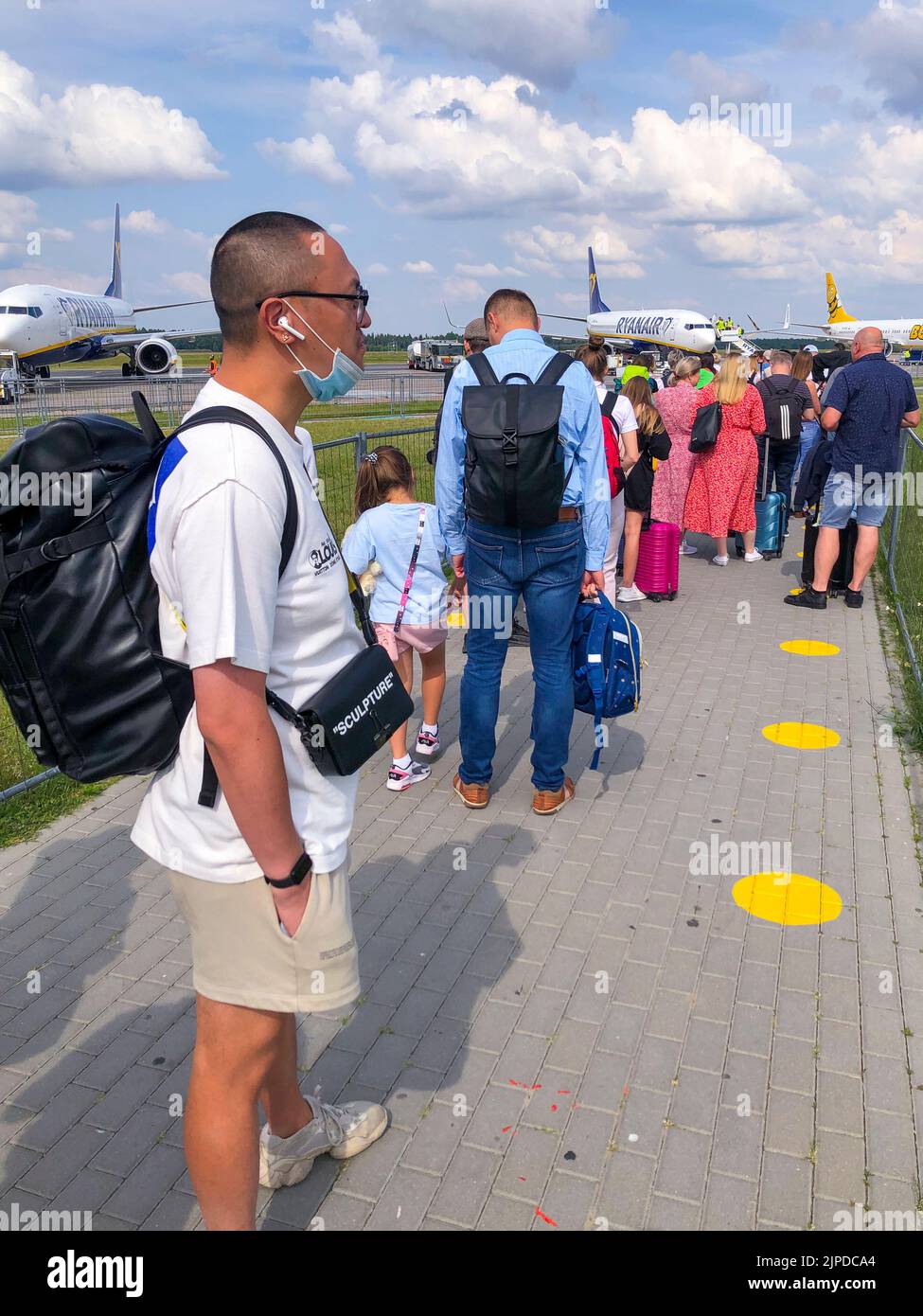 Paris-Beauvais Airport, France, Crowd Tourists Boarding Low Cost ...