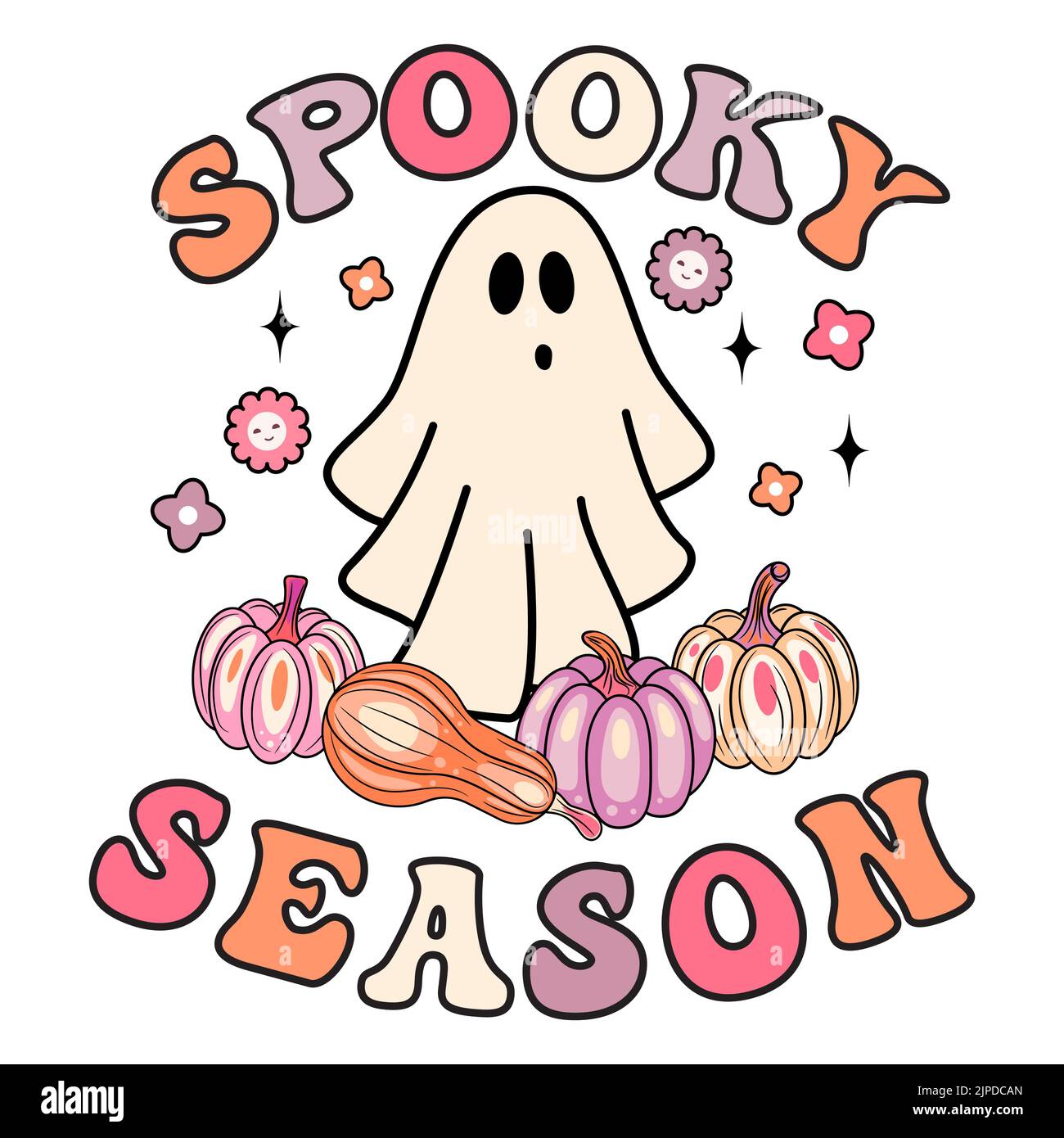 Spooky Season Vibes Sublimation. Halloween ghost retro t-shirt design ...