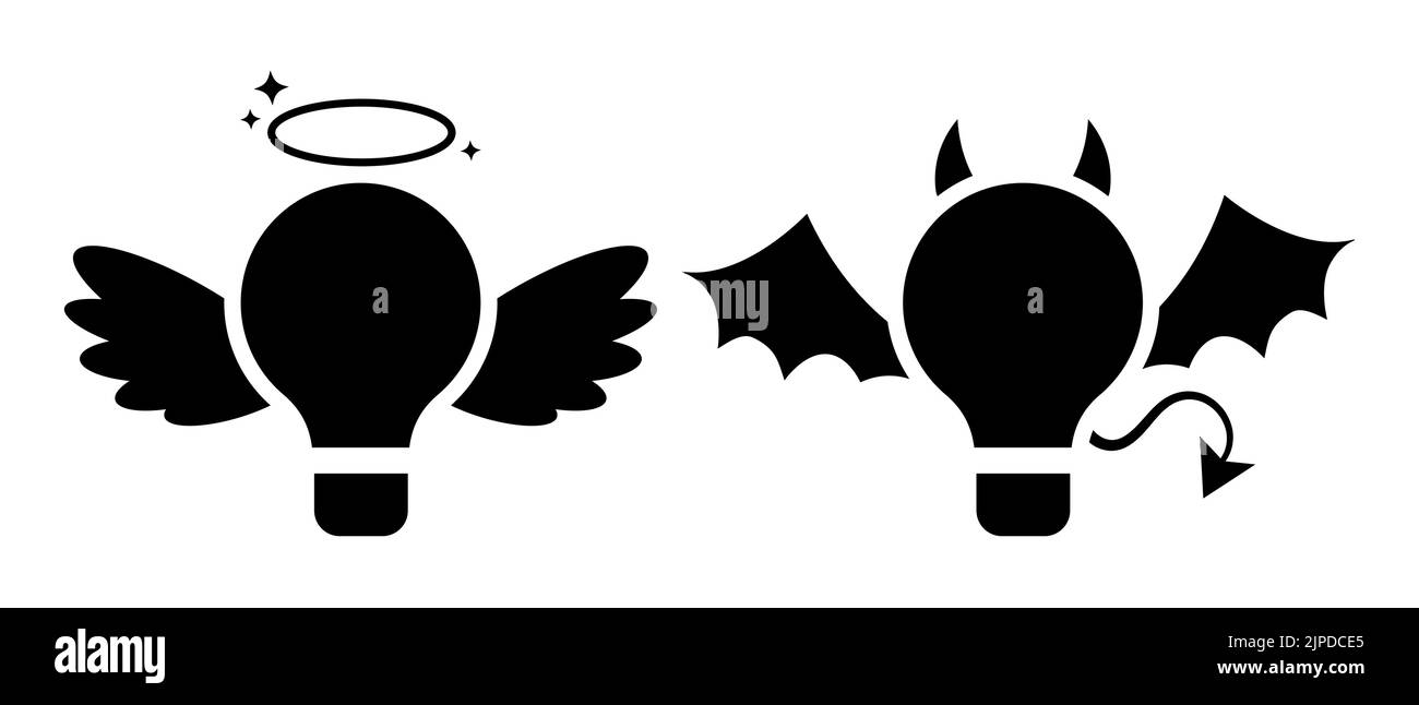 Devil and angel light bulb silhouett vector icon Stock Vector Image ...