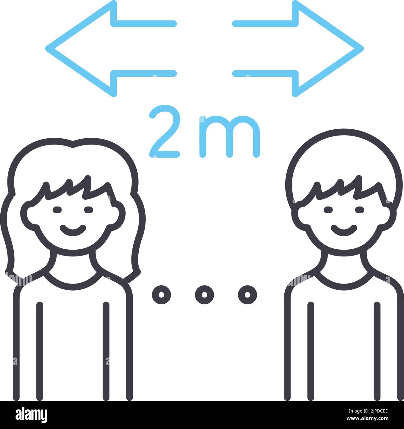 m distance line icon, outline symbol, vector illustration, concept sign ...