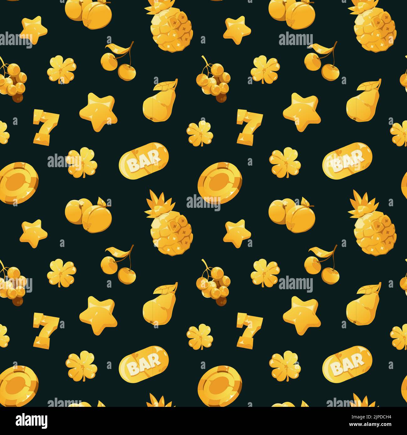 Gold icons slot pattern. Seamless print of gambling symbols for slot ...