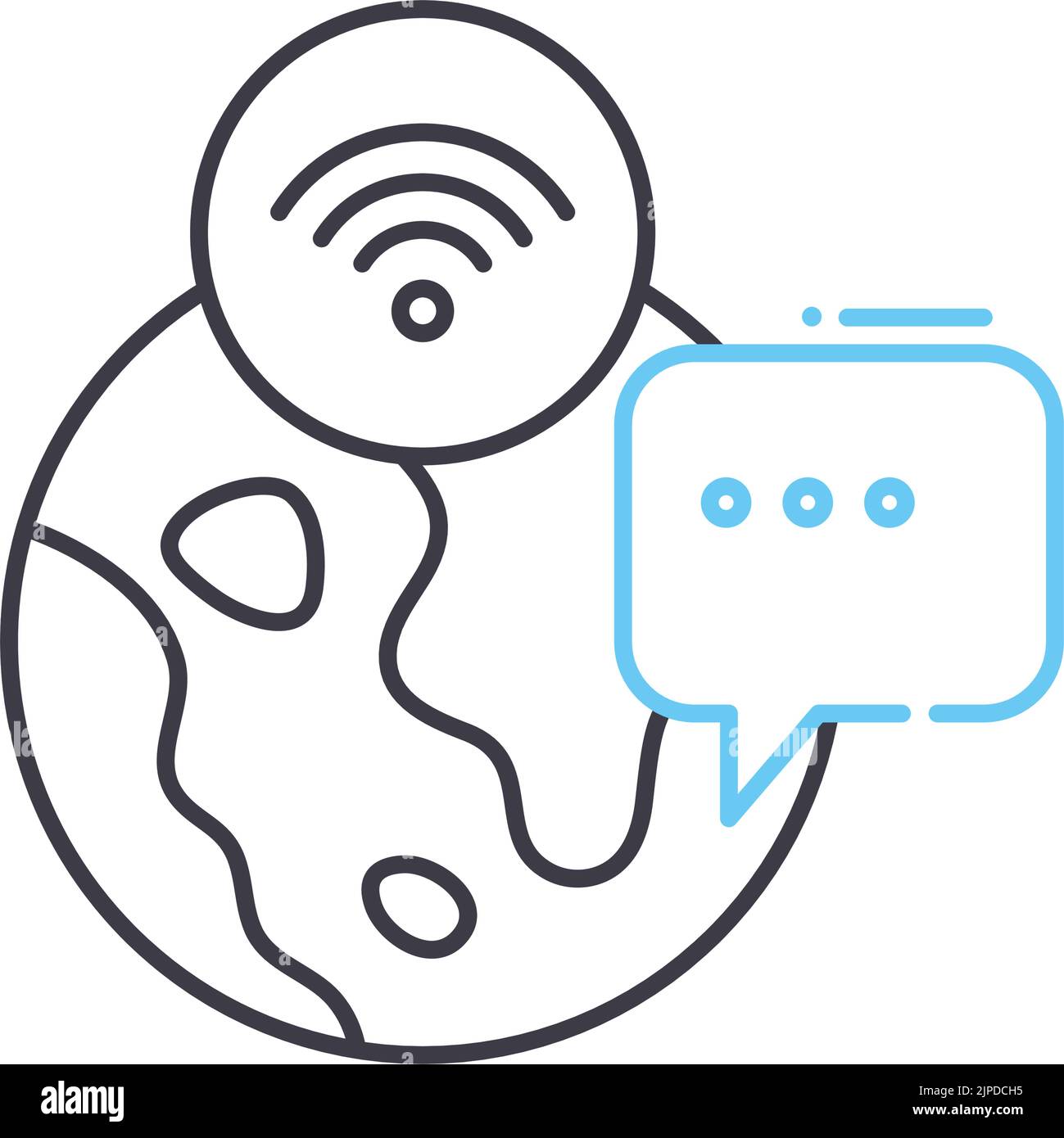 remote access line icon, outline symbol, vector illustration, concept ...