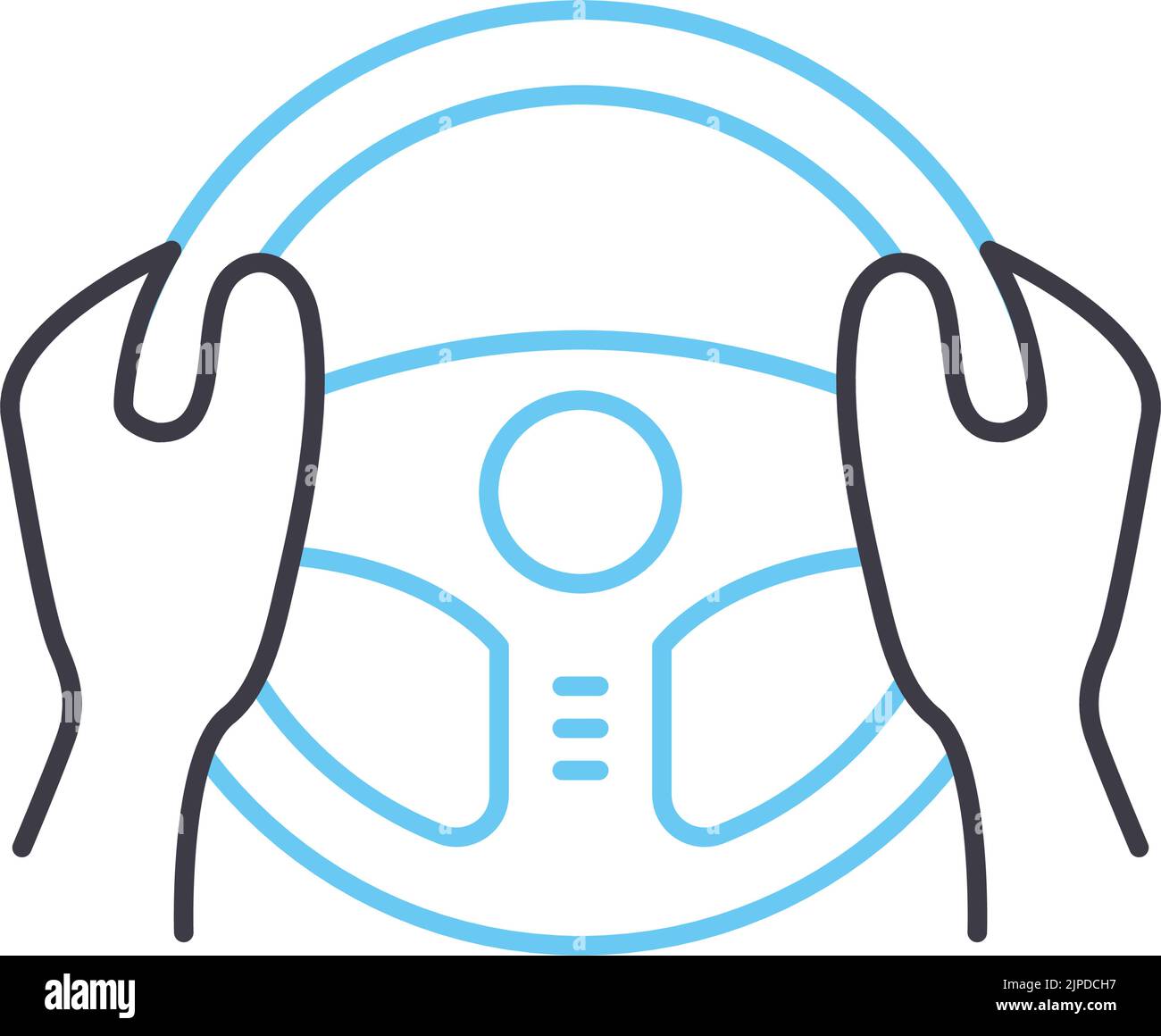 steering wheel line icon, outline symbol, vector illustration, concept ...