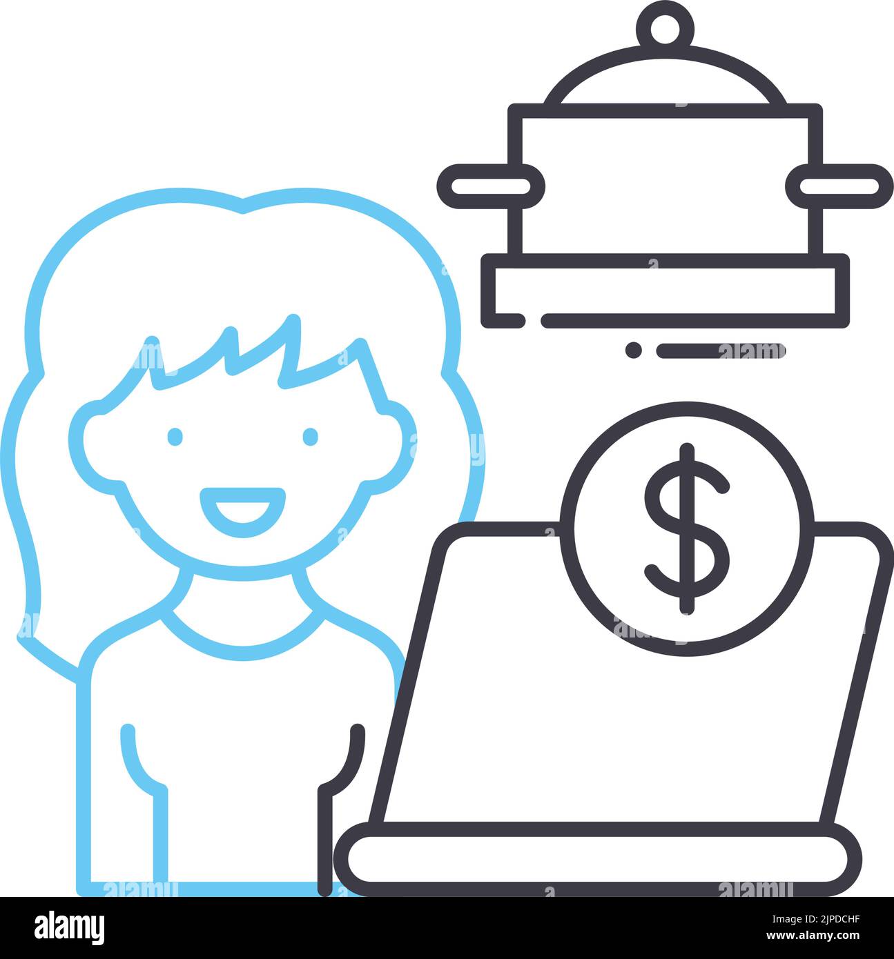 Freelancer Female Line Icon Outline Symbol Vector Illustration