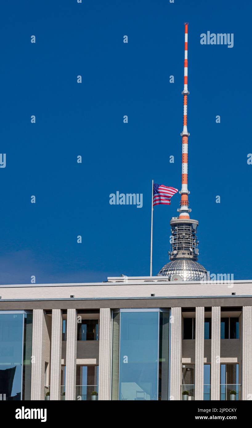 berlin, usa, flag, television tower, united states, us, flags ...
