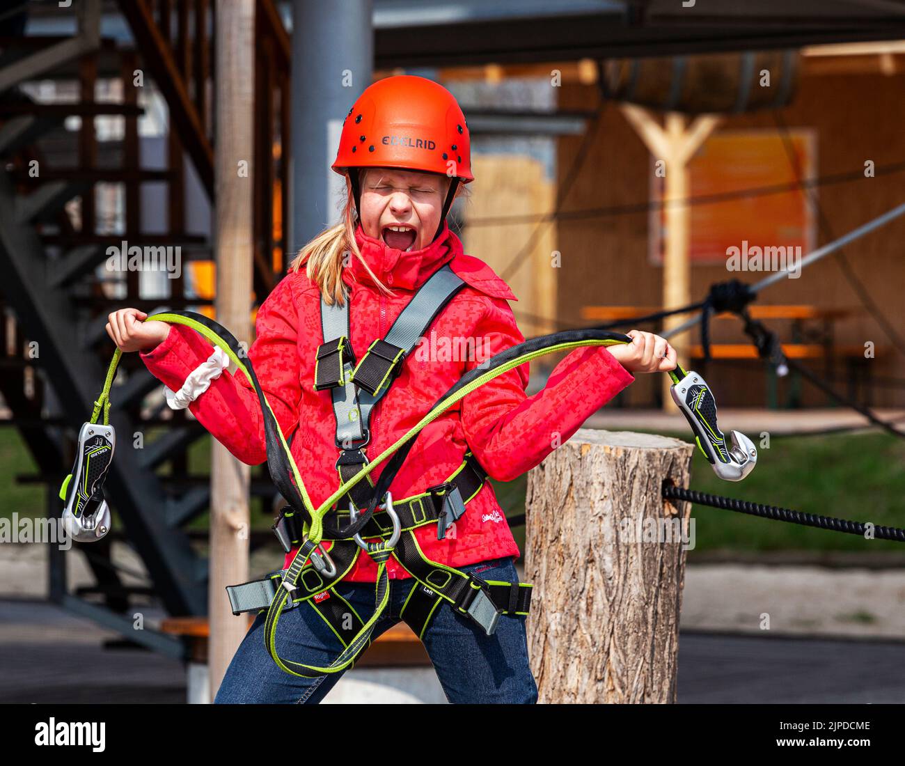 girl, excitement, ropes course, girls, excitements, ropes courses Stock ...