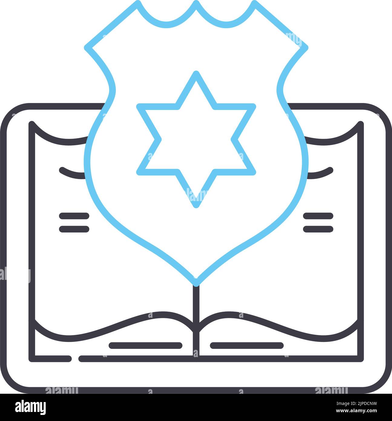 police badge line icon, outline symbol, vector illustration, concept ...