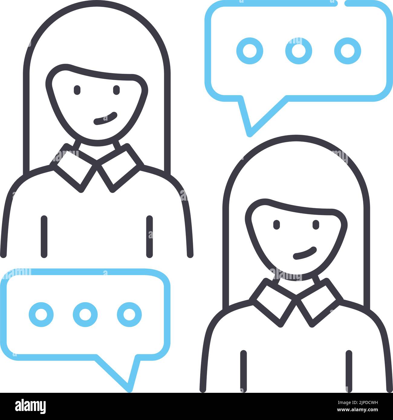 people discussion line icon, outline symbol, vector illustration ...