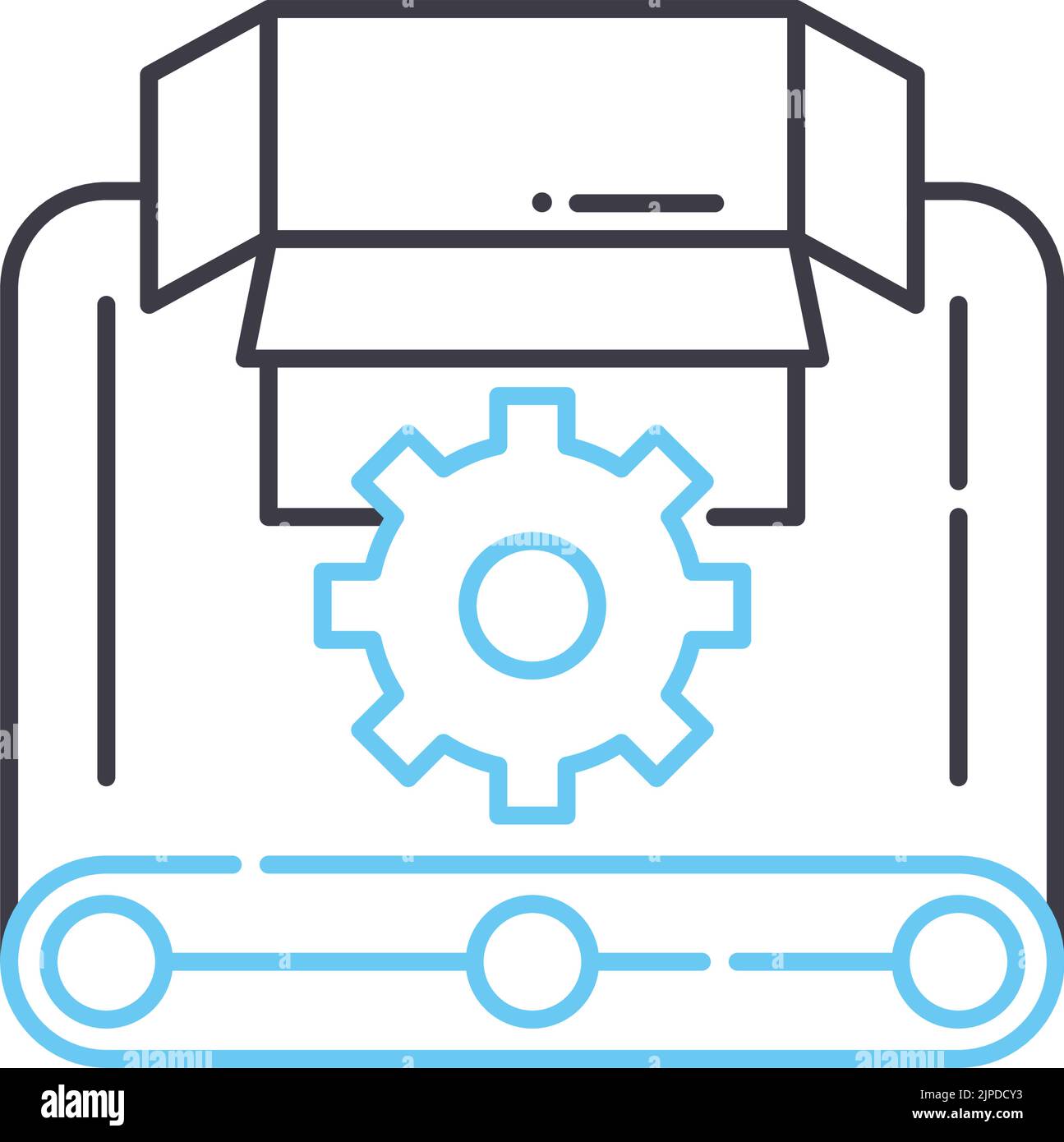 manufacturing line icon, outline symbol, vector illustration, concept ...